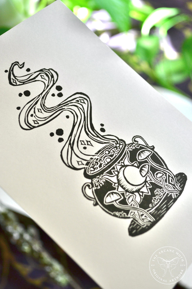 "Eclipse Elixir" Original Linocut Prints – The Arcane Moth